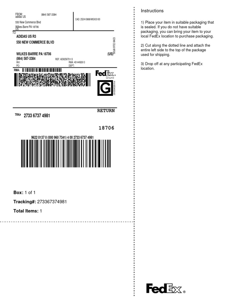 Return: Adidas Us R3 550 New Commerce BLVD | PDF