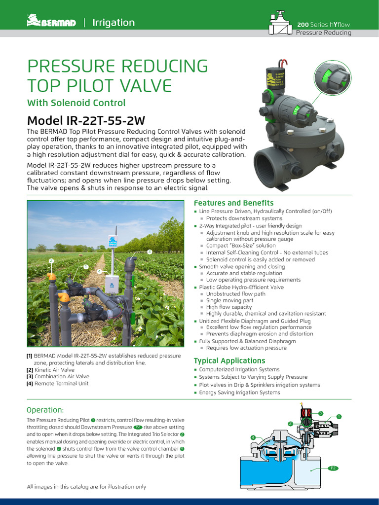 Bermad 200 Series Solenoid Valve With Top Pilot Pressure Regulating 2 ...