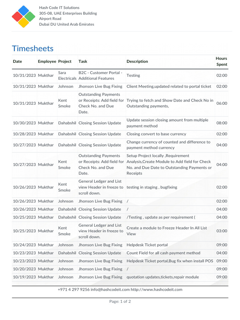 Timesheets | PDF | Software Bug | Computing