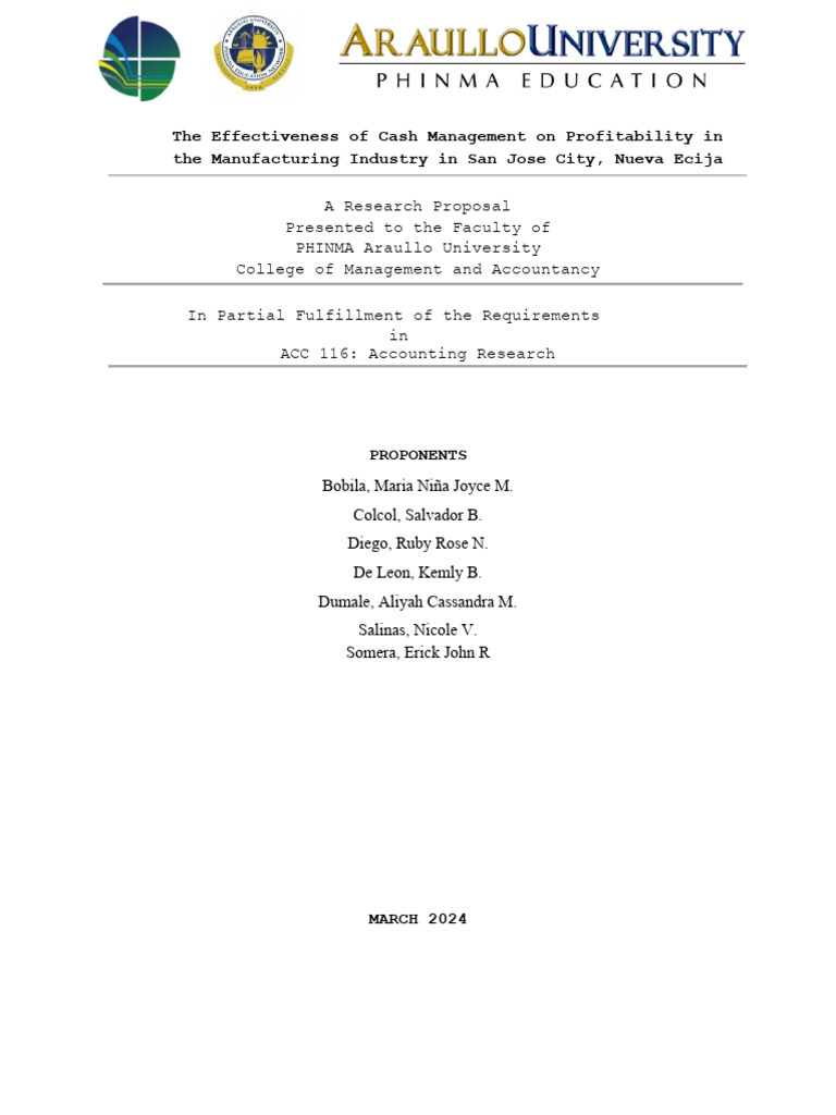 3rd Year Research Proposal | PDF | Working Capital | Investing