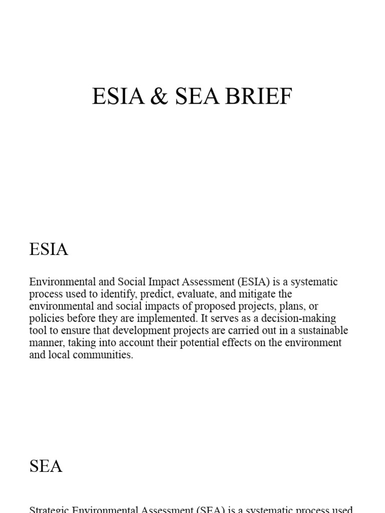 Esia & Sea Brief | PDF | Environmental Impact Assessment | Policy