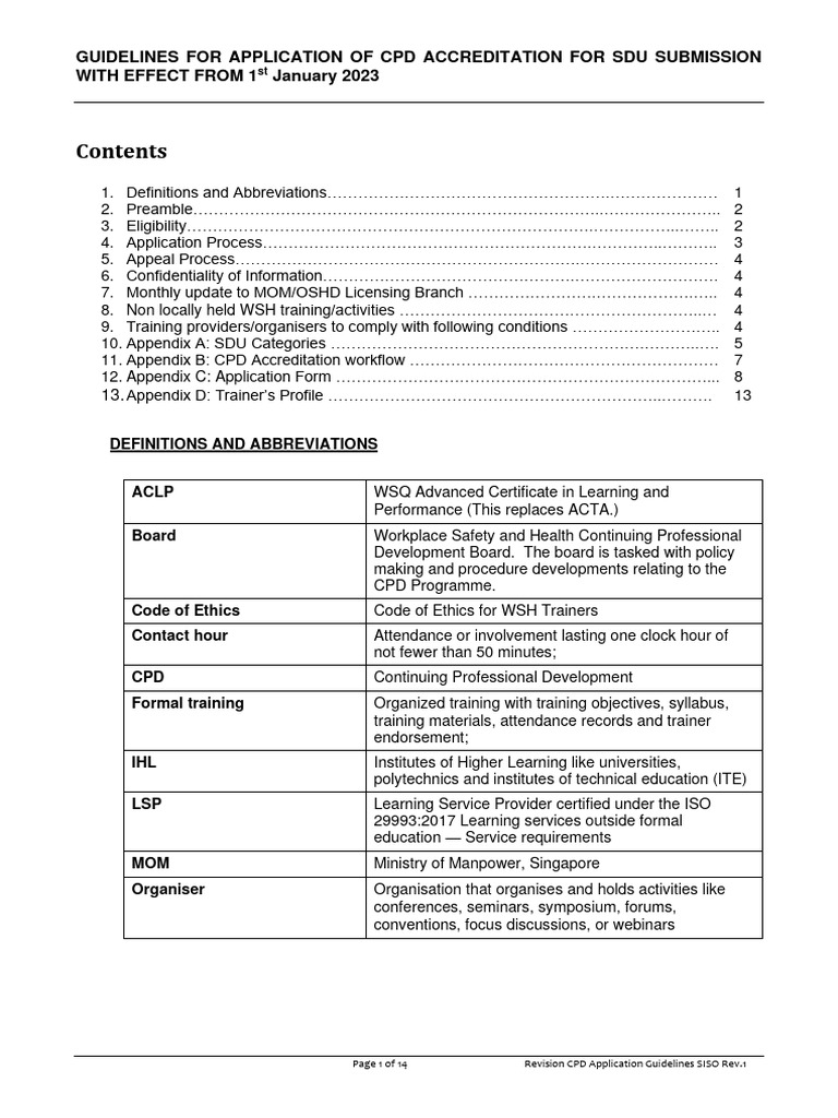 CPD Accreditation Guidelines for SDU 2023 | PDF | Personal Trainer ...