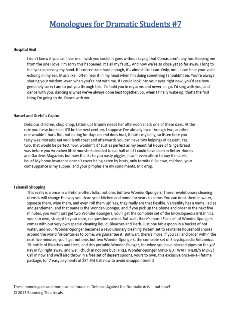 Monologue - 3 | PDF | Language Arts & Discipline | Home & Garden