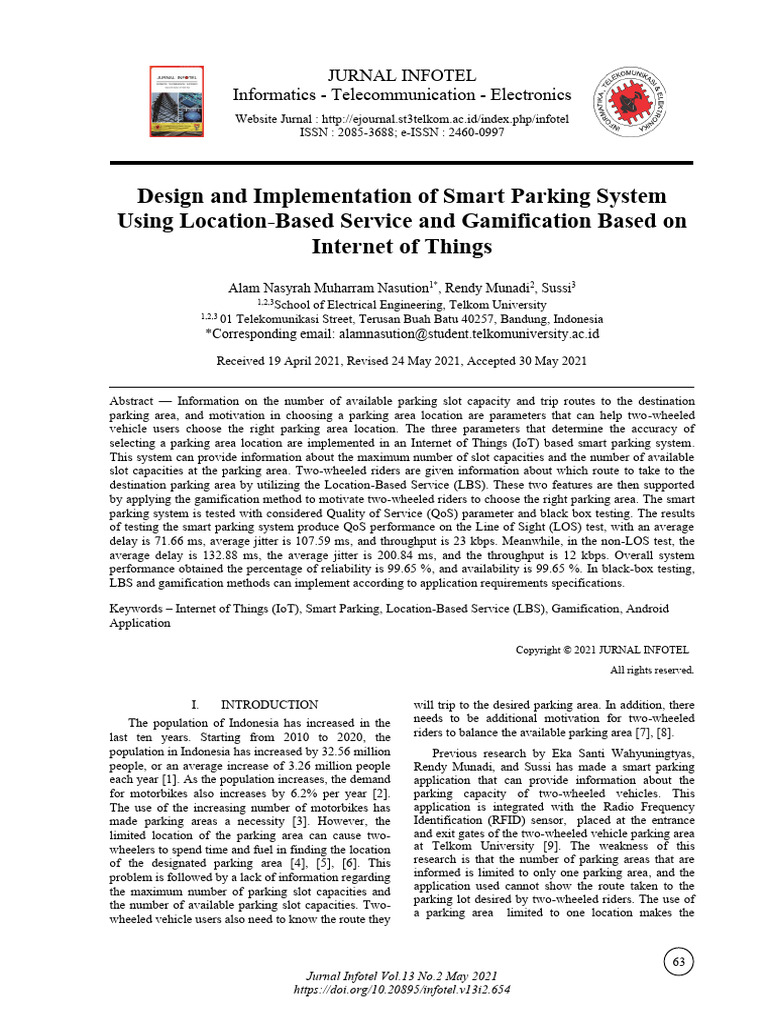 Design and Implementation of Smart Parking System | PDF | Internet Of ...
