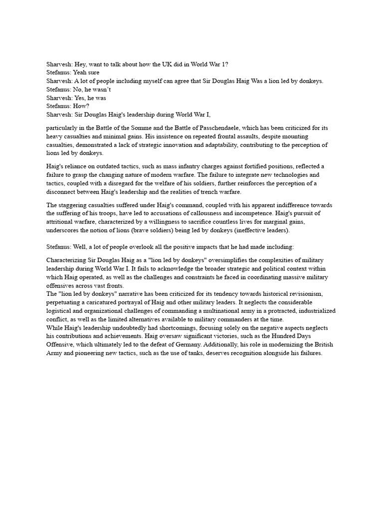 History Script | PDF | World War I | Leadership