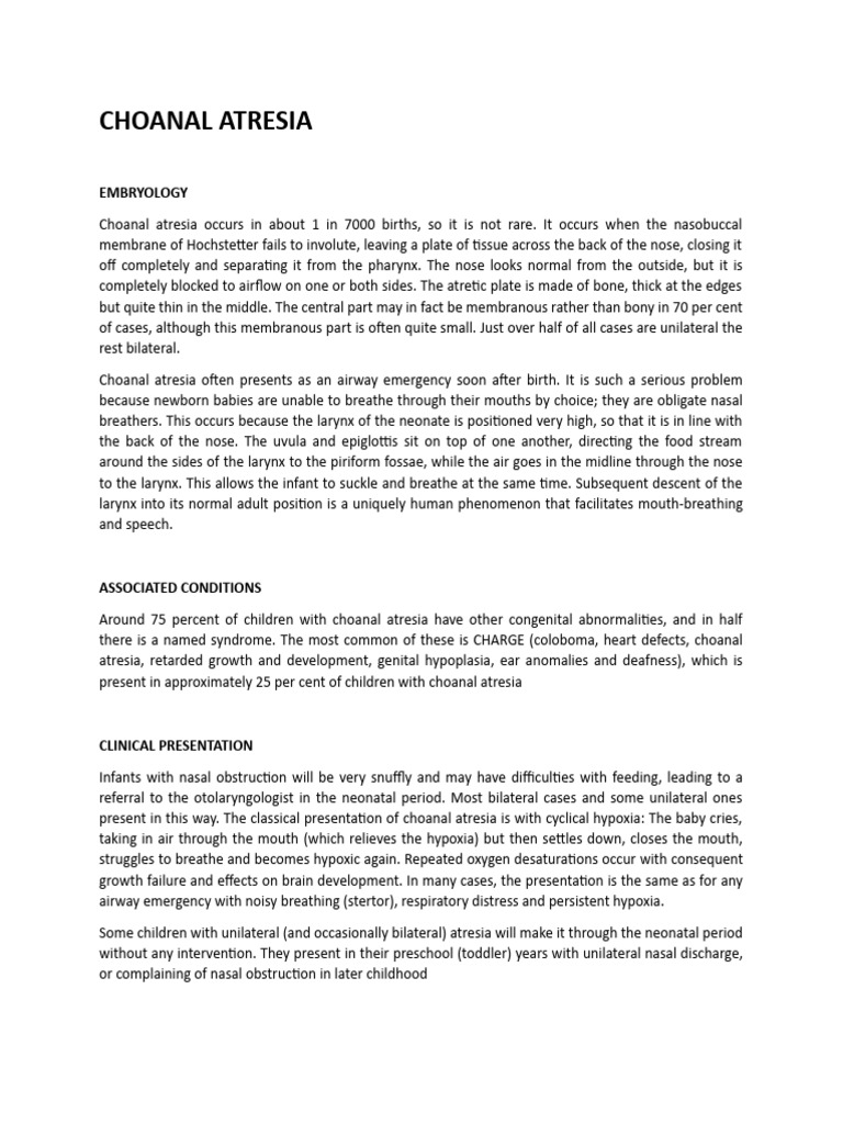Choanal Atresia S PDF Human Nose Clinical Medicine