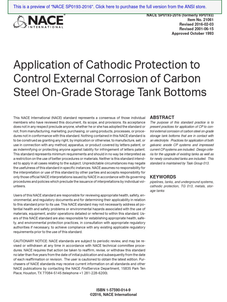 Cathodic Protection for Storage Tanks | PDF | Anode | Electrode