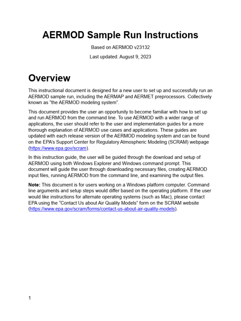 AERMOD Sample Run Instructions | PDF | Computer File | Command Line Interface