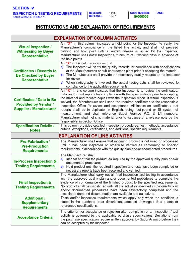 Saudi Aramco Form 175 | PDF | Nondestructive Testing | Screw