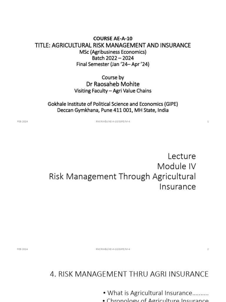 Agri Insurance for MSc Students | PDF | Crop Insurance | Insurance