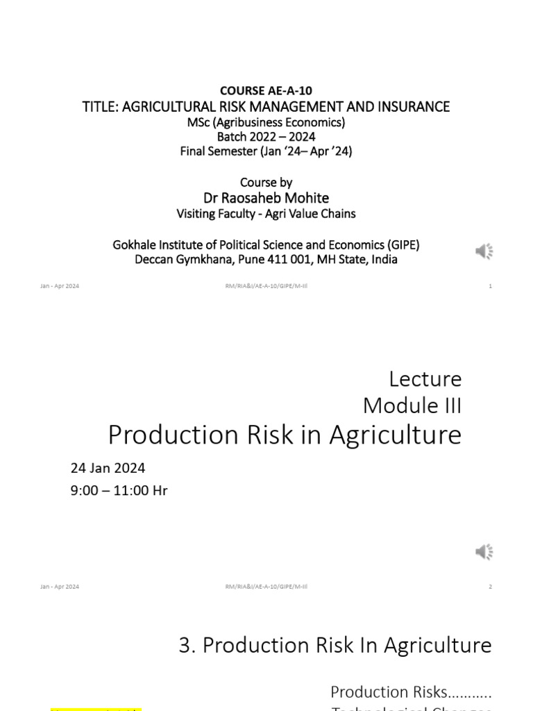 Lecture 3 Module III-Production Risks | PDF | Evapotranspiration | Erosion