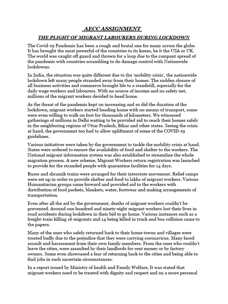 Aecc Assignment 2 | Download Free PDF | Migrant Worker