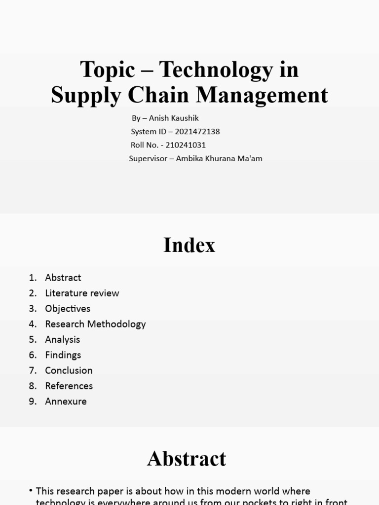 Research Paper Presentation Pdf Supply Chain Management Data