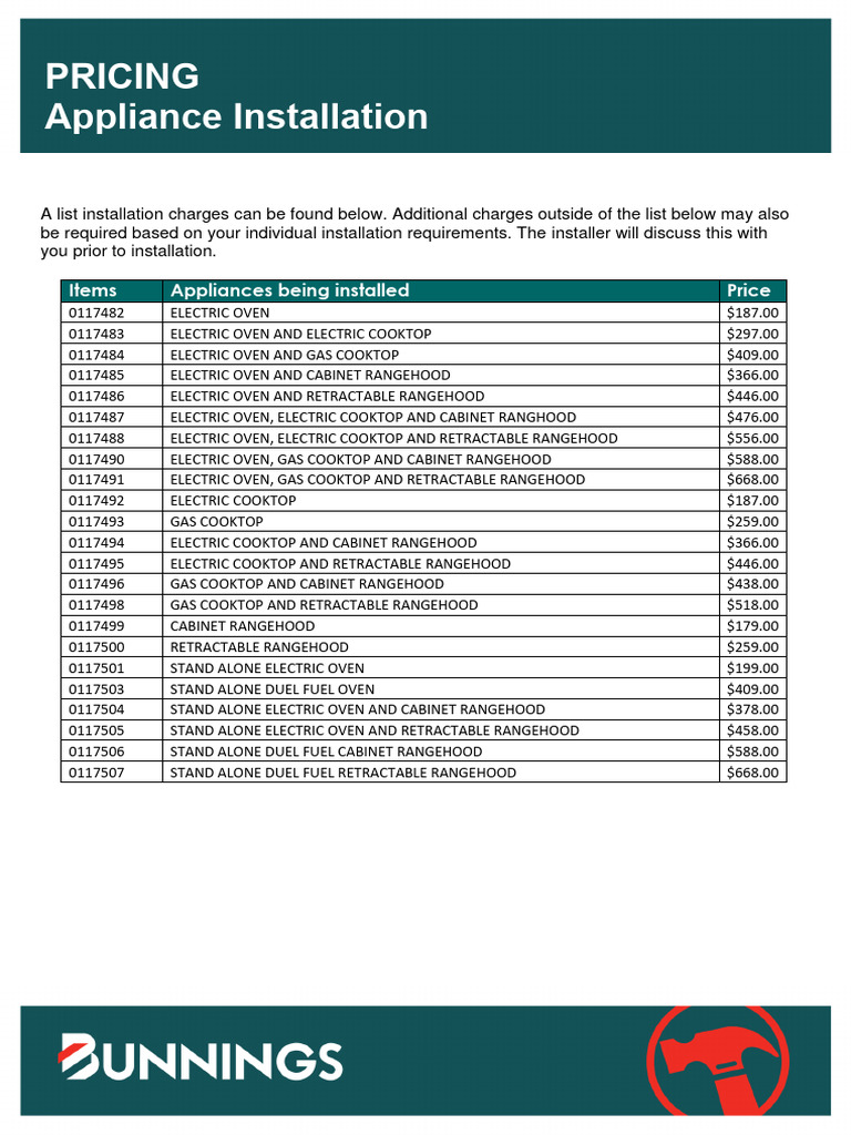 Appliance Installation Pricing | PDF | Oven | Home Appliance