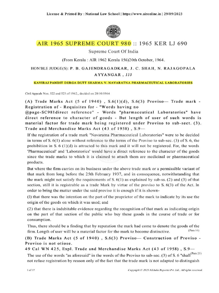 Legal Insights on Trade Marks | PDF | Trademark | Lawsuit