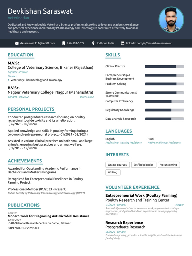 Devkishan S Resume | PDF | Entrepreneurship | Toxicology