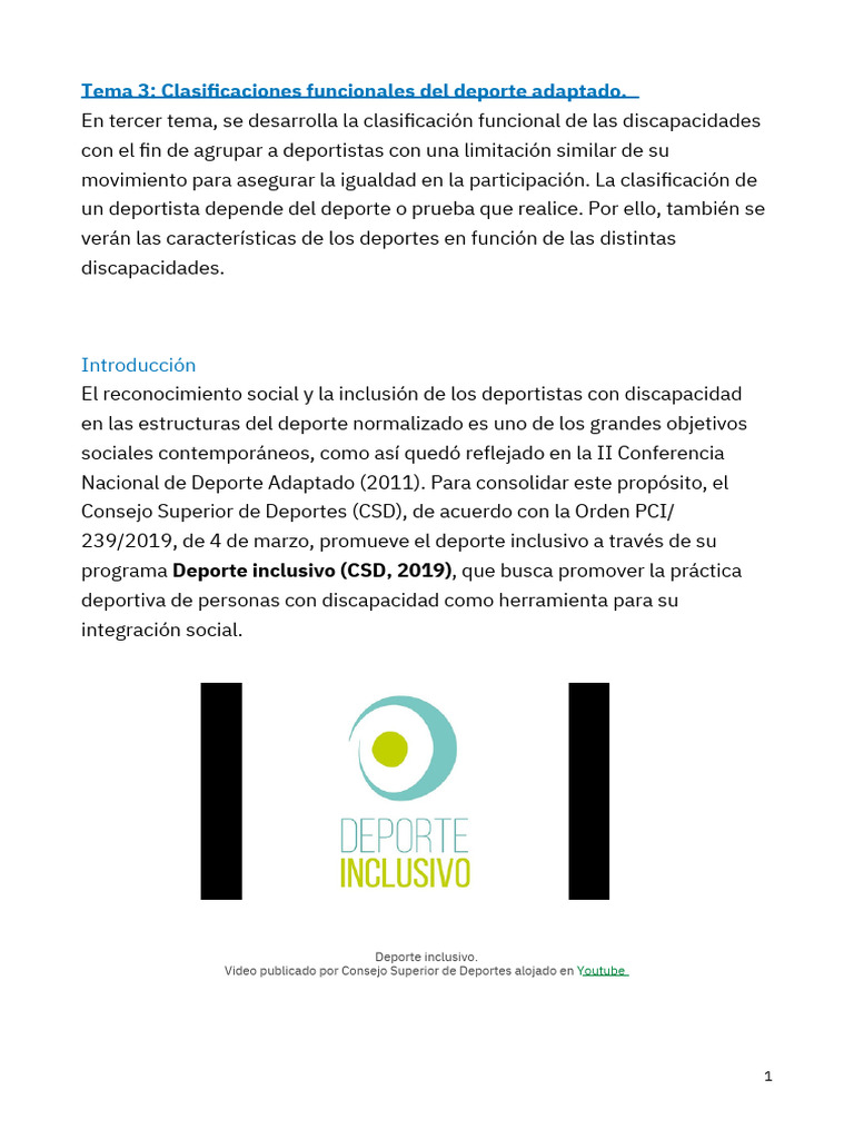 Deporte Adaptado Y Dicapacidad Tema 3 Pdf Invalidez Deportes