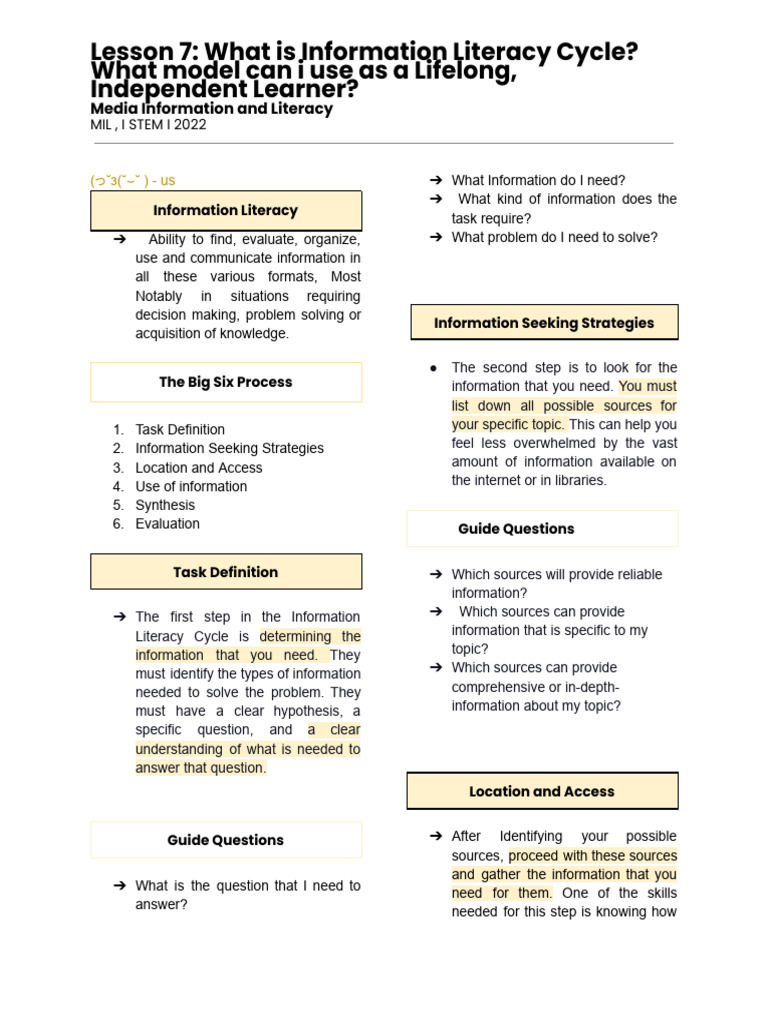 Lesson 7 | Download Free PDF | Information Literacy | Information