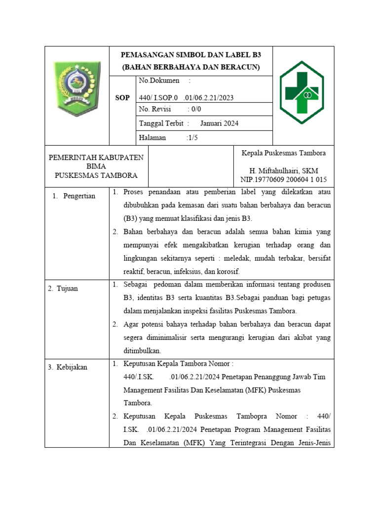 Sop Pemasangan Label Dan Simbol B3 | PDF
