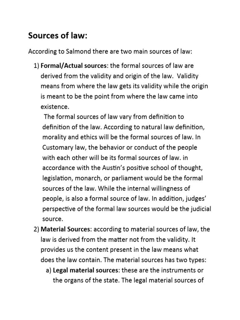 Sources of Law NOTES | Download Free PDF | Sources Of Law | Jurisprudence
