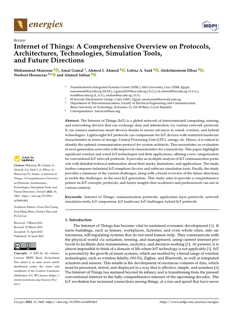 A Comprehensive Overview on Protocols, Architectures, Technologies ... A Comprehensive Overview on Protocols, Architectures, Technologies ...