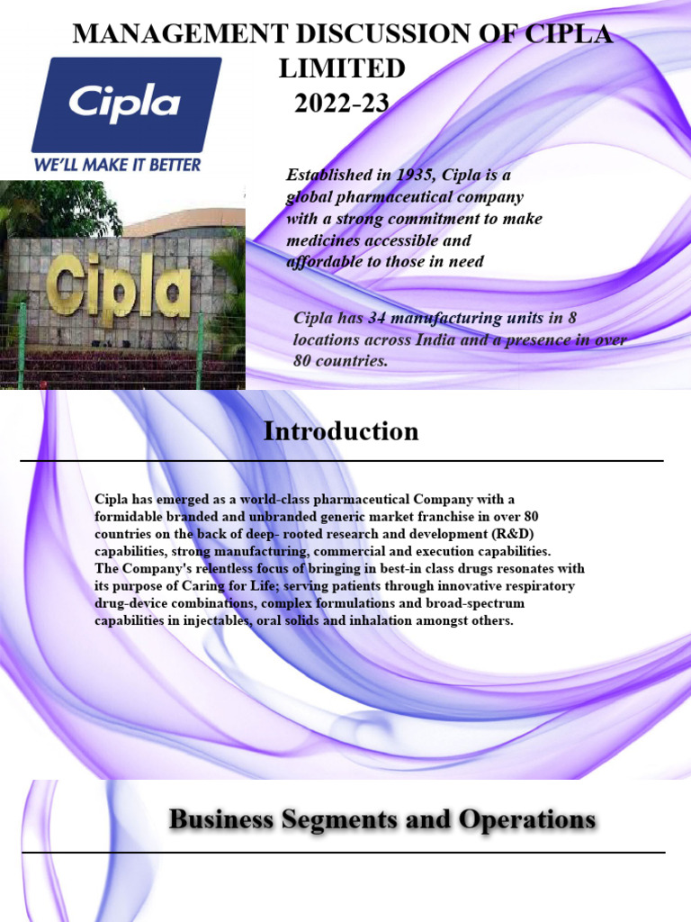 Cipla Ltd Management Discussion | PDF | Pharmaceutical Industry | Health Care