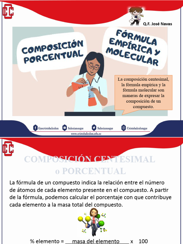 Composición Porcentual-Formula Empirica y Molecular | PDF | Química ...