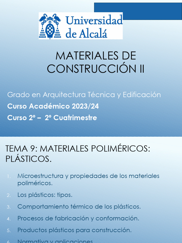 Tema 9 Materiales Poliméricos Plásticos-GATE | PDF | Polímeros | El ...