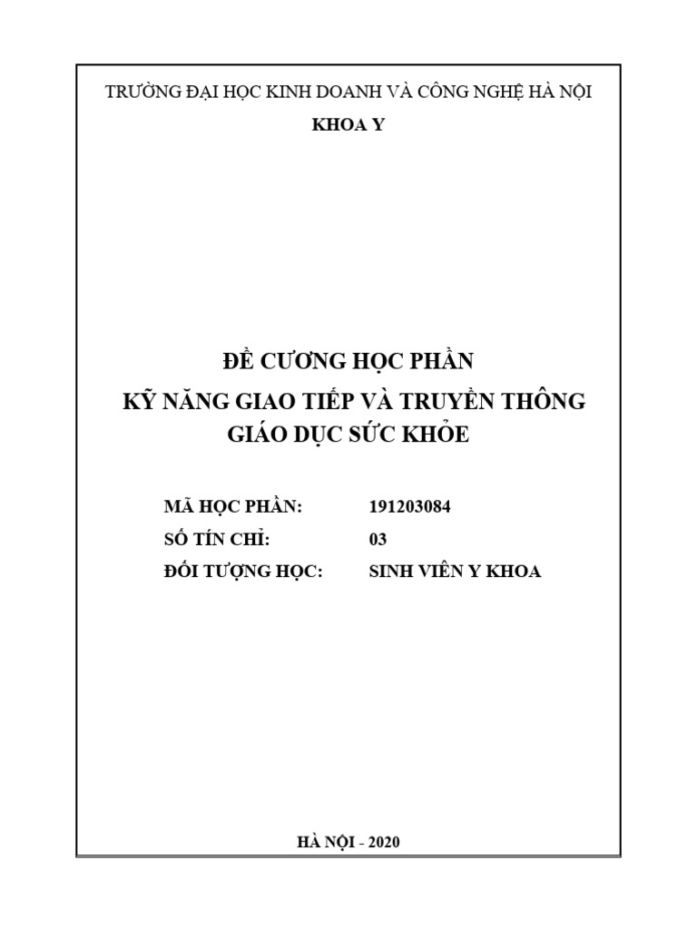 191203084 - Kỹ năng giao tiếp và Truyền thông giáo dục sức khỏe YK | PDF