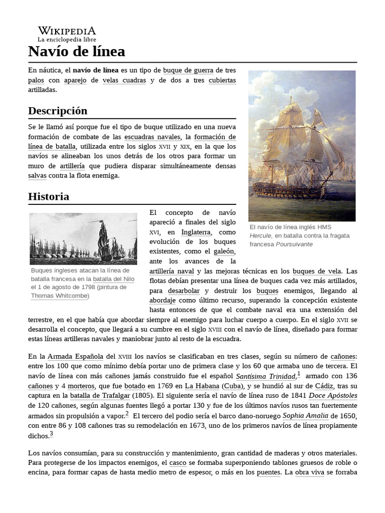 Tipos y características del navío de línea | PDF | Guerra Naval | Envío
