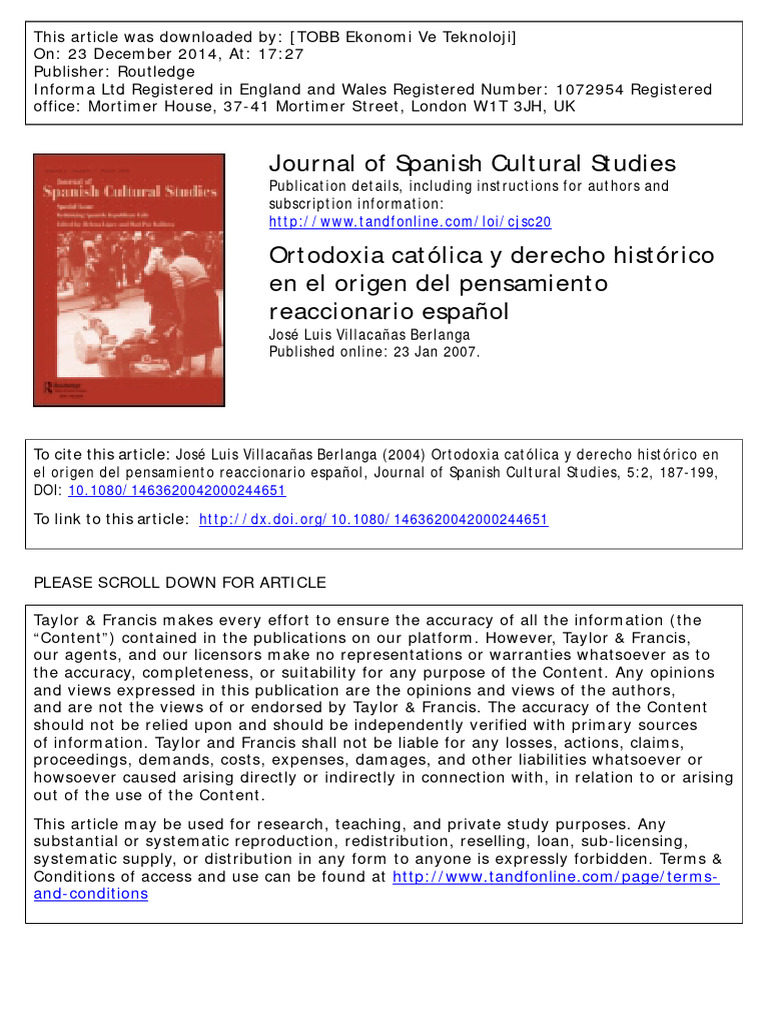 Journal of Spanish Cultural Studies | PDF | Philosophy | History