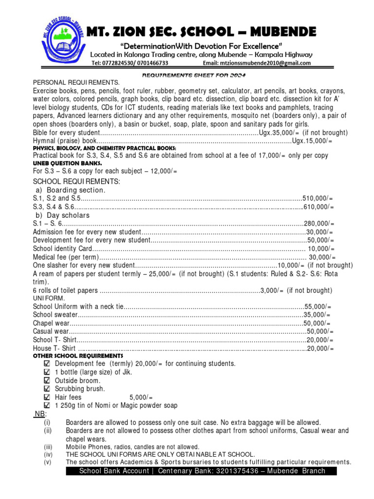 2024 School Requirements List | PDF | Clothing