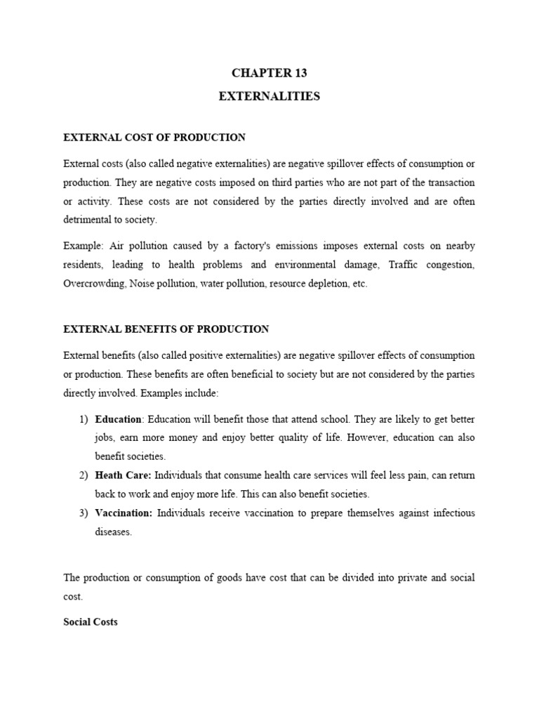 CHAPTER 13 Economics | PDF | Externality | Cost