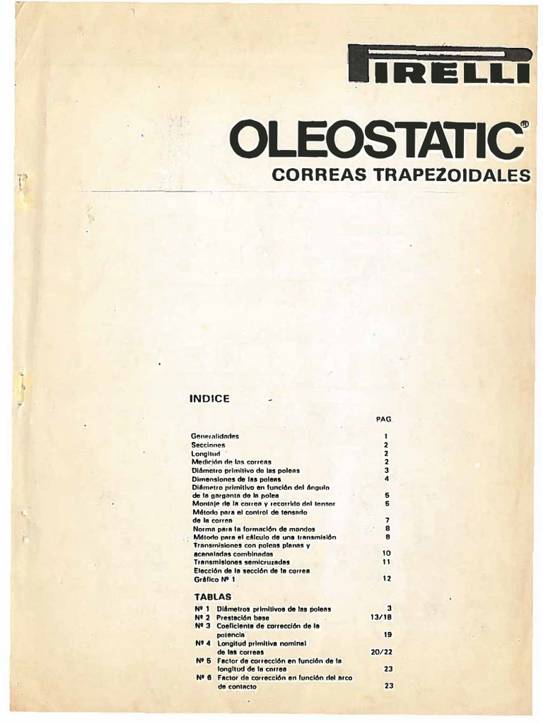Tablas Correas Pirelli | PDF | Bienes manufacturados