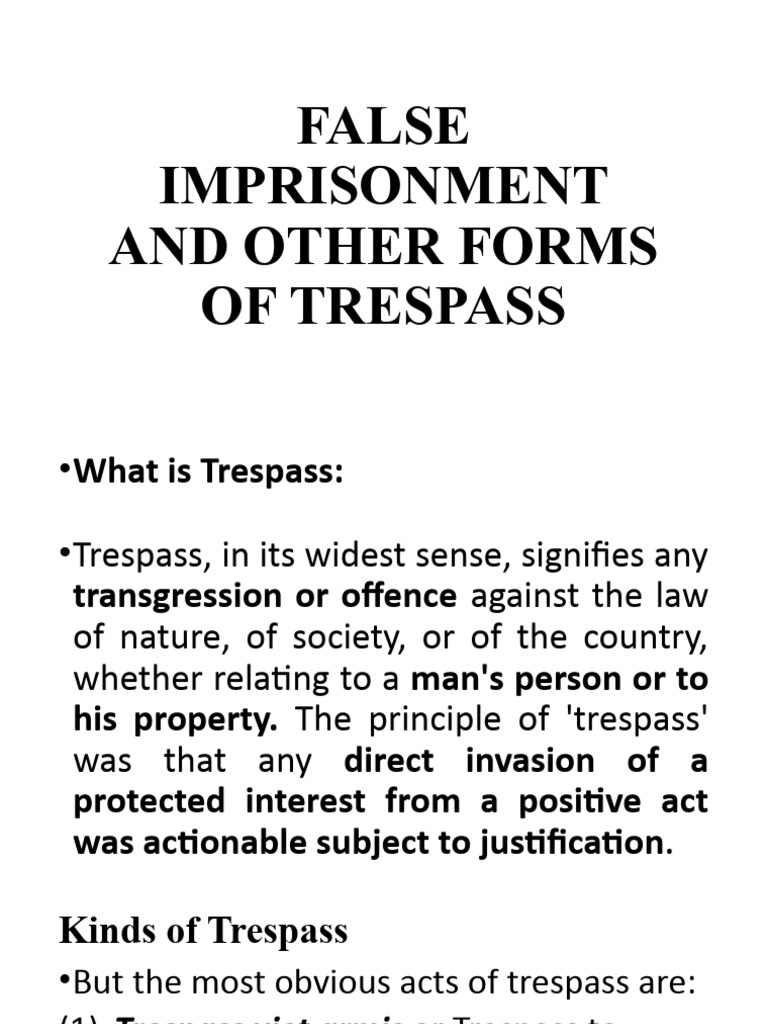 Understanding False Imprisonment Law | PDF | Trespass | Assault