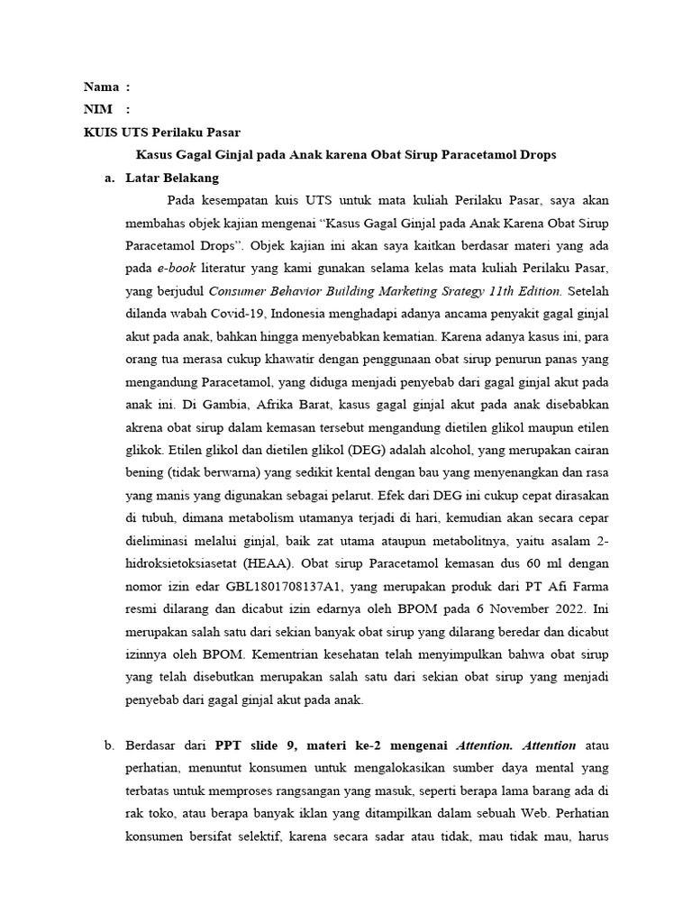 Kuis UTS Perilaku Pasar | PDF