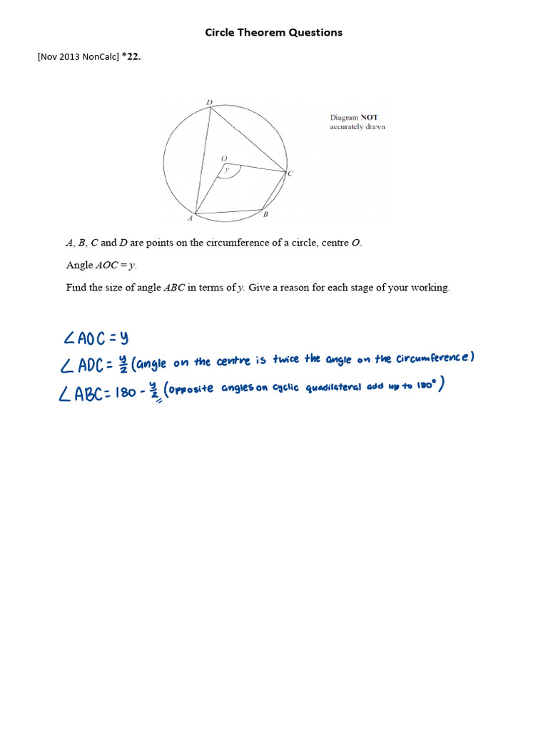IGCSE CircleTheoremExamQuestions | PDF | Circle | Triangle