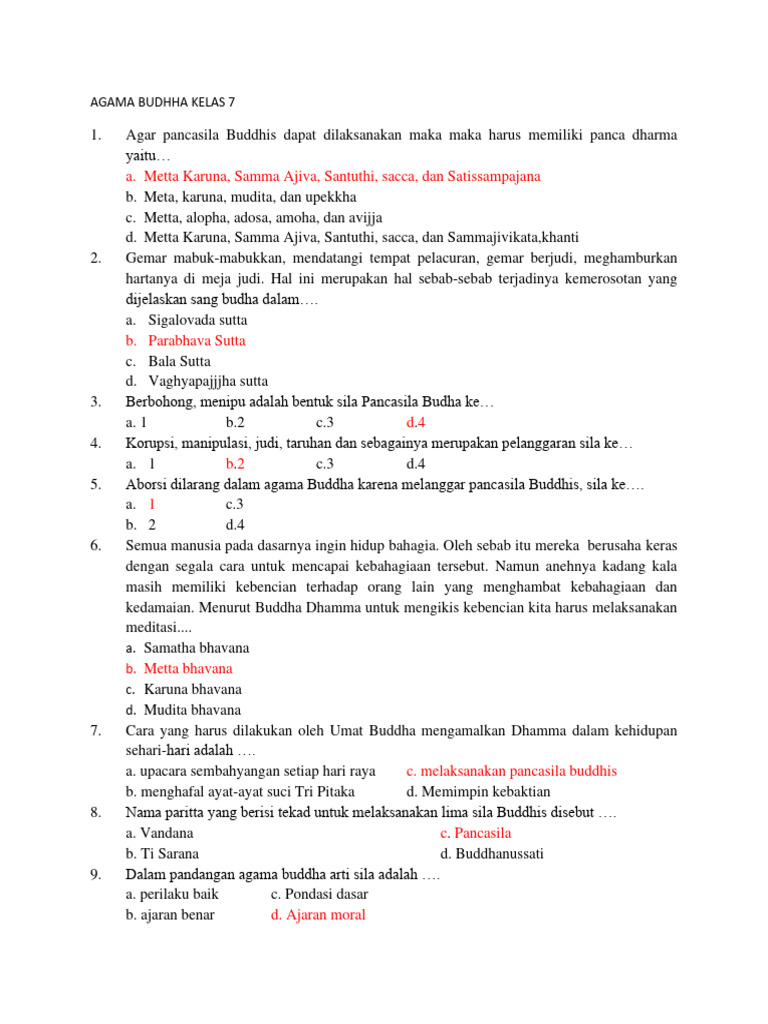 Budhha Kelas 7 LKJ | PDF