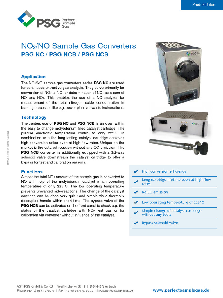 KOM EN-Sample Gas Converters PSG-NC Brochure | PDF | Gases | Valve