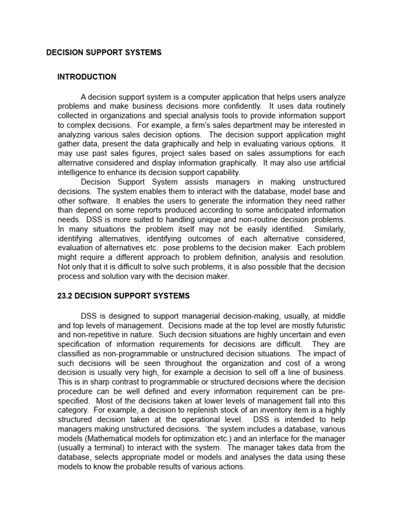 Decision Support Systems | PDF | Decision Support System | Databases