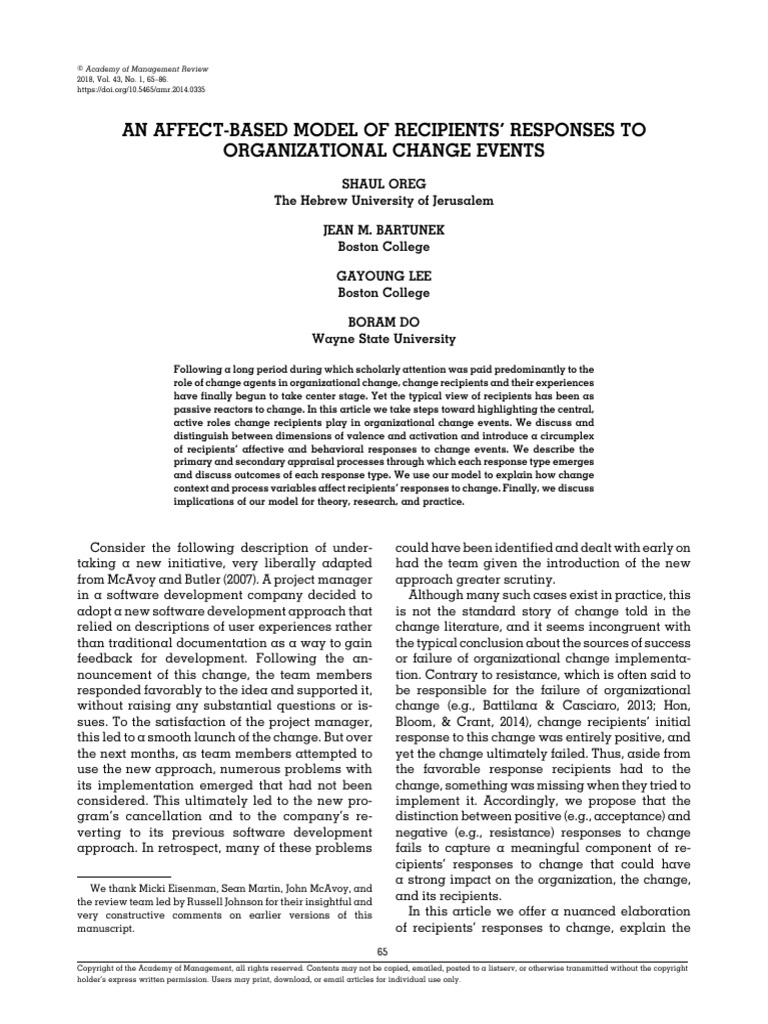 READ - Leading Digital Transformation Oreg Et Al 2018 Change Responses ...