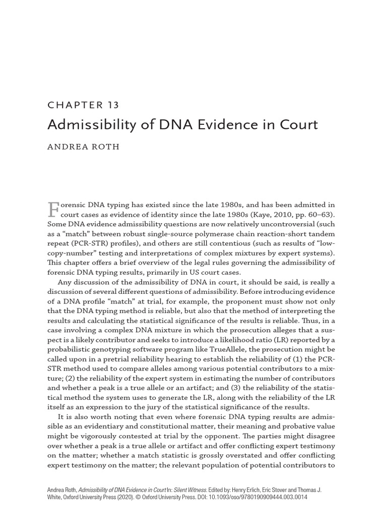 DNA Evidence Admissibility in Court | PDF | Daubert Standard ...