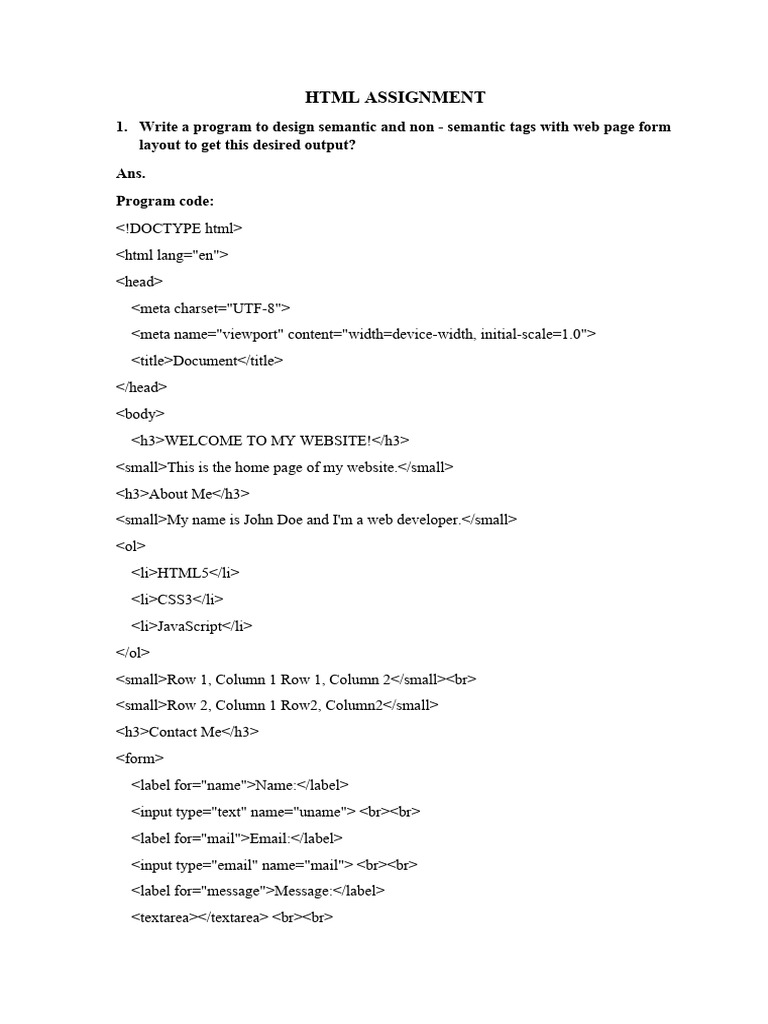 (Pooja Ashok Dange) March - Full - Stack24 (HTML) Assignments | PDF | Html Element | Html