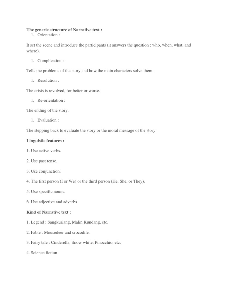 The Generic Structure Of Narrative Text Rules Linguistic Morphology