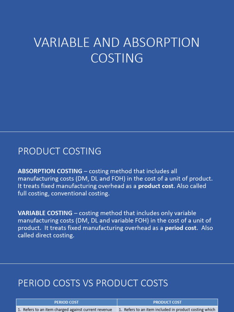 Variable and Absorption Costing | PDF | Inventory | Net Income