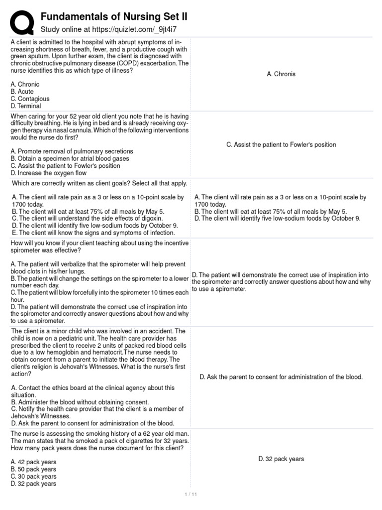 Fundamentals of Nursing Set II | PDF | Blood Pressure | Hospital ...