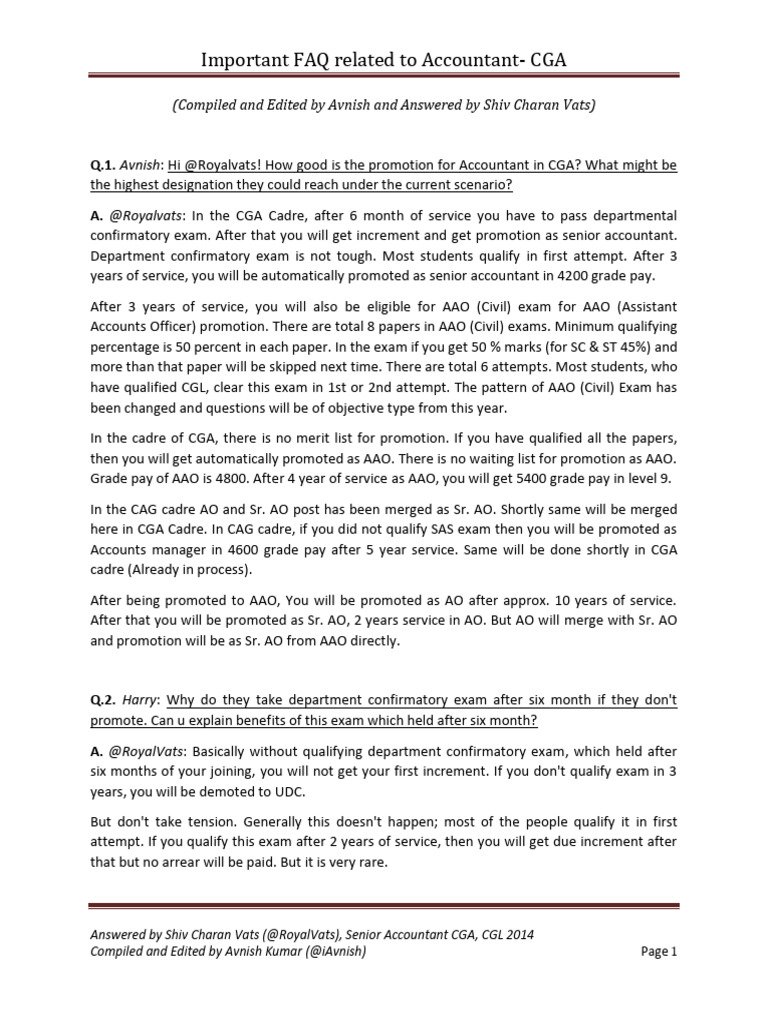IMPORTANT FAQ - Accountant CGA | PDF