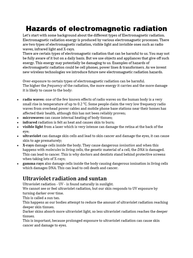 3 - Risks and Hazards For em Spectrum | PDF | Electromagnetic Radiation ...