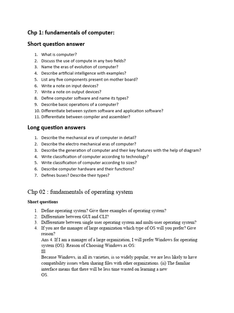 CHP 1 Computer | PDF | Operating System | Databases CHP 1 Computer | PDF | Operating System | Databases