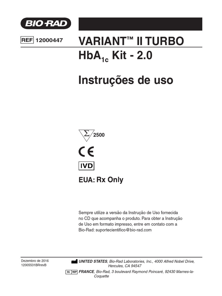 Manual de Instruções - VARIANT - II - TURBO - A1c | PDF | Diabetes ...
